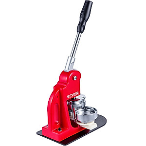 VEVOR Button Maker 75mm Button Badge Maker 3 inch Red Pins Punch Press Machine with 500 Pcs Circle Button Parts and Circle Cutter (75mm, 3inch)