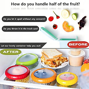 Non Slip Silicone Fruit and Vegetable Storage Containers For Fridge, Garlic Holder, Ideal for Avocado, Tomato, Onion, Lemon Halves | Herb Saver with Anti-Oxidation Design | Reusable Produce Saver 4pcs