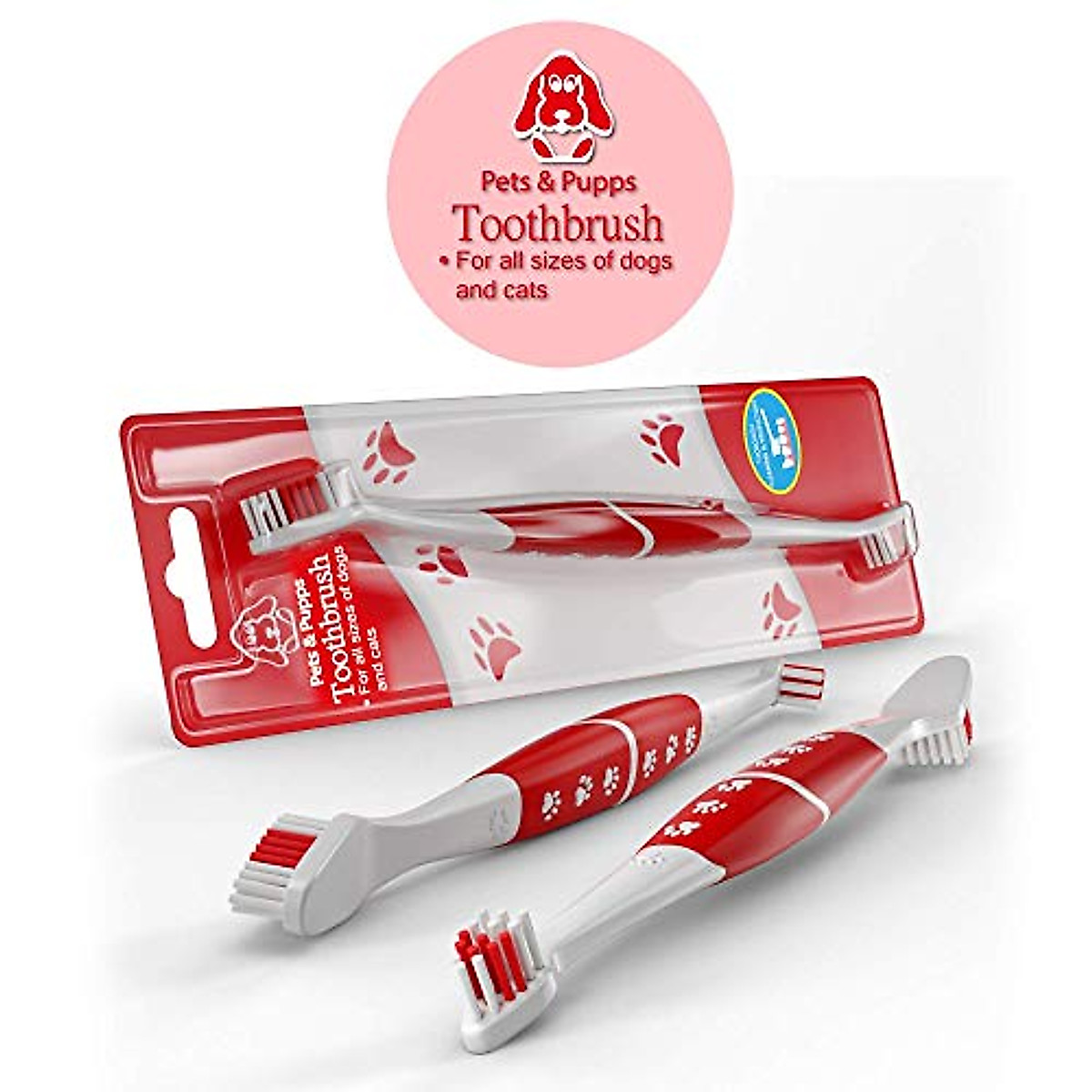 Pet Toothbrush for Dogs, Cats with Soft Bristles - Easy Teeth Cleaning & Dental Care, Non Slip Dual Head Dog Toothbrush - Choose Your Pack (Pack of 1)