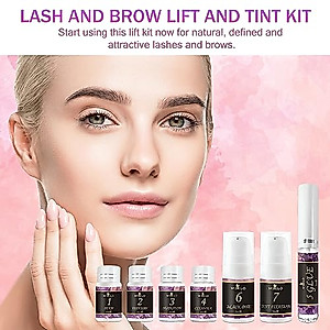 Lash Lift and Tint Kit, Lash Lift Kit with Tint Black, Easy to Use, Lash and Brow Lamination Kit, All in One Suitable for Salon and Home Use, Long Lasting 6-8 Weeks