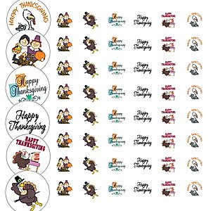 Assorted Thanksgiving Envelope Seals - 1.2" Fun Thanksgiving Stickers - 144 Stickers