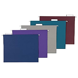 Amazon Basics Hanging Folders, Letter Size, Jewel-Tone Colors (Assorted), 25-Pack