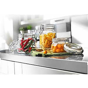 Bormioli Rocco Fido Square Jar with Clear Lid, 17-1/2-Ounce, Set of 2