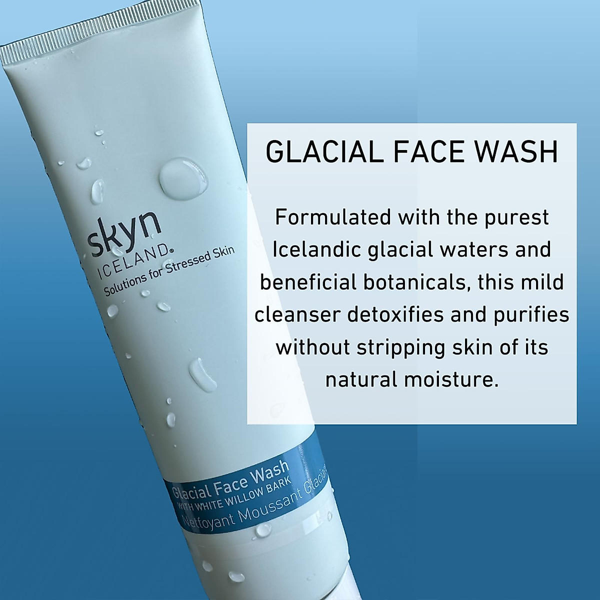 skyn ICELAND Glacial Face Wash: Creamy Foaming Cleanser to Refresh, Soothe & Purify Stressed Skin, 150ml / 5 oz