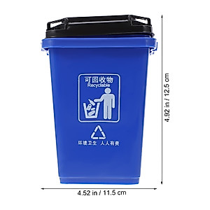 2PCS Mini Curbside Trash and Recycle Can Set/Pencil Cup,Creative Dust Bin Supplies Holder(Blue + Green)