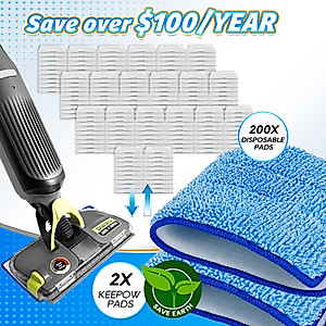 KEEPOW Reusable Vacmop Replacement Pads Compatible with Shark Vac Mop VM252 VM200 VC205 VM250 VM190 VM200P12, Vacuum Mop Pads Refills for Hardwood Floor with Upgraded Dirt Chamber, Blue, 2+1+1 Pack