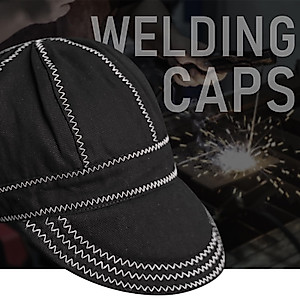 YESWELDER Welding Cap, Black 7-1/4", Heat-Resistant Reversible Protective Welders Cap