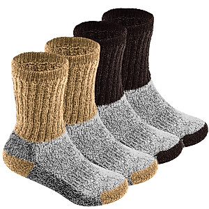 Debra Weitzner Kids Thermal Socks for Boys Girls Warm Winter Boot Socks 2 Pack Insulated Socks