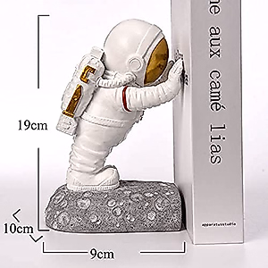 Bundle 2pcs Decor Resin Astronaut Bookends Decor Kids Bedroom Astronaut Toys Outer Space Themed Astronaut Figurine (Gold)