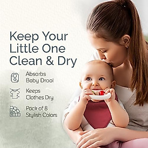 KiddyCare Soft Waterproof Baby Bibs for Girls - Organic Cotton Bandana Baby Bibs for Boy, Absorbent Lightweight Bibs for Baby Girl, Drool Bibs for Baby Boy, Baberos Para Bebe, 0-6 Months (8 Pack)