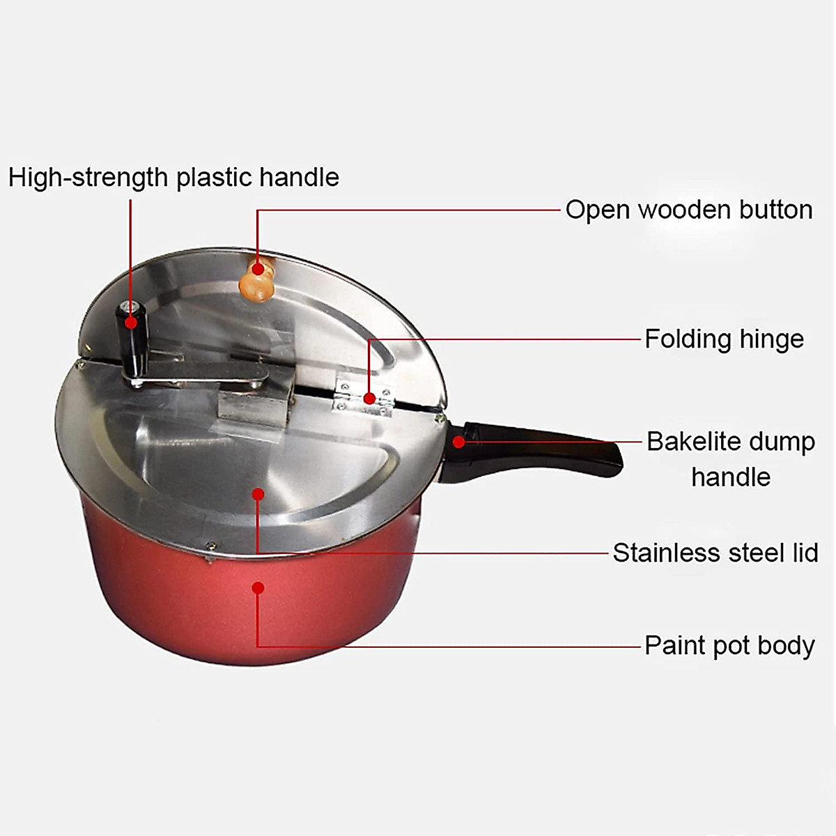 SHENGANG Stainless Steel Stovetop Popcorn Popper, Hand-Cranked Popcorn Maker, with Lid & Handle, Easily Make Classic Flavored Popcorn