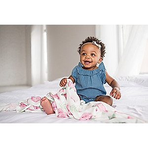 Copper Pearl Large Premium Knit Baby Swaddle Receiving Blanket Floral Grace