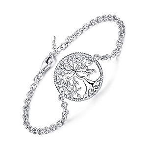 Aniu Tree of Life Bracelet for Women, S925 Sterling Silver Adjustable Chain Family Tree Jewelry for Mother's Day/Birthday/Anniversary(with Gift Box)