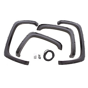 Lund RX109S Elite Series Black Rivet Style Standard Front and Rear Fender Flare - 4 Piece, Complete Set
