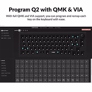 Keychron Q2 Wired Custom Mechanical Keyboard Barebone Knob Version, QMK/VIA Programmable Macro, Compatible with Mac Windows Linux, Hot-Swappable 65% Layout, Double-Gasket DIY Kit - Blue