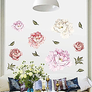 Removable Creative 3D Flower Wall Decal DIY Flowers Wall Decor Floral Wall Peel and Stick Sticker for Girls Teens Nursery Babys Bedroom Living Room Home Offices Kids Room Decoration (Peony)