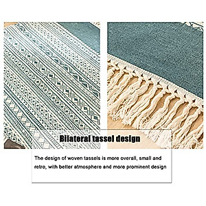 lightlux Boho Area Rug 5' x 7' Large Bedroom Living Room Rug Machine Washable Moroccan Blythe Woven Carpet Tribal Farmhouse Collection Indoor Outdoor(5x7 ft, Green) Christmas Decorations Clearance