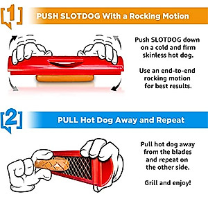 SLOTDOG - Hot Dog Slicing Tool - Stainless Steel Cutter Blades for Kitchen, Grilling, Tailgating, Camping and Backyard Outdoor BBQ - 10 inch - Red