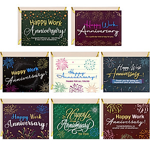 Fancy Land Work Anniversary Cards 24 Pack Embossed Business Employee Appreciation Cards with Envelopes Encouragement Work Team Greeting Cards Blank Inside