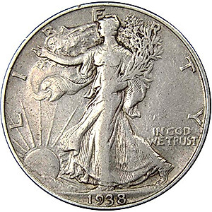 1938 D Liberty Walking Half Dollar VF Very Fine 90% Silver 50c US Coin