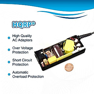 HQRP 12V AC Adapter Compatible with Sceptre Monitor E C Series 20" 22" 24" 27" 32" 1800R 1920R C248W C325W C328W E225W E248 E205W E248W E275W Screen LED-Lit & Supersonic Monitor Power Supply Cord