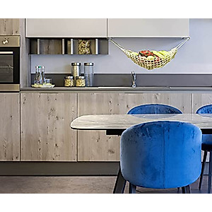 BUBOORON Large Macrame Fruit Hammock Under Cabinet,Veggie Banana Hammock Hanging Fruit Basket,Saves Counter Space for Kitchen Boat Rv Camper (nature)