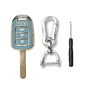 QBUC for Honda Key Fob Cover Case,with Keychain,Soft TPU Protector Key Fob Cover Fit for Honda Accord Civic CR-V HR-V Remote Skin Protector
