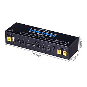 GOKKO Guitar Pedal Power Supply 10 Isolated DC Output for 9V 12V 18V Effect Pedal with Smart Short Circuit and Over Current Protection