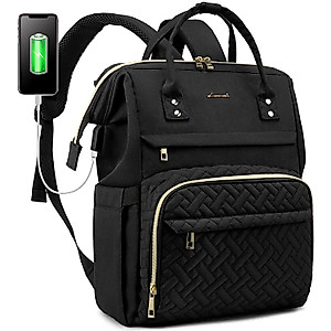 LOVEVOOK Laptop Backpack for Women Fashion Business Computer Backpacks Travel Bags Purse Student Bookbag Teacher Doctor Nurse Work Backpack with USB Port Fits 17-Inch Laptop, Black