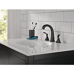 Delta Faucet Stryke Widespread Bathroom Faucet 3 Hole, Matte Black Bathroom Faucet Black, Bathroom Sink Faucet, DIAMOND Seal Technology, Metal Drain Assembly, Matte Black 35775-BLMPU-DST