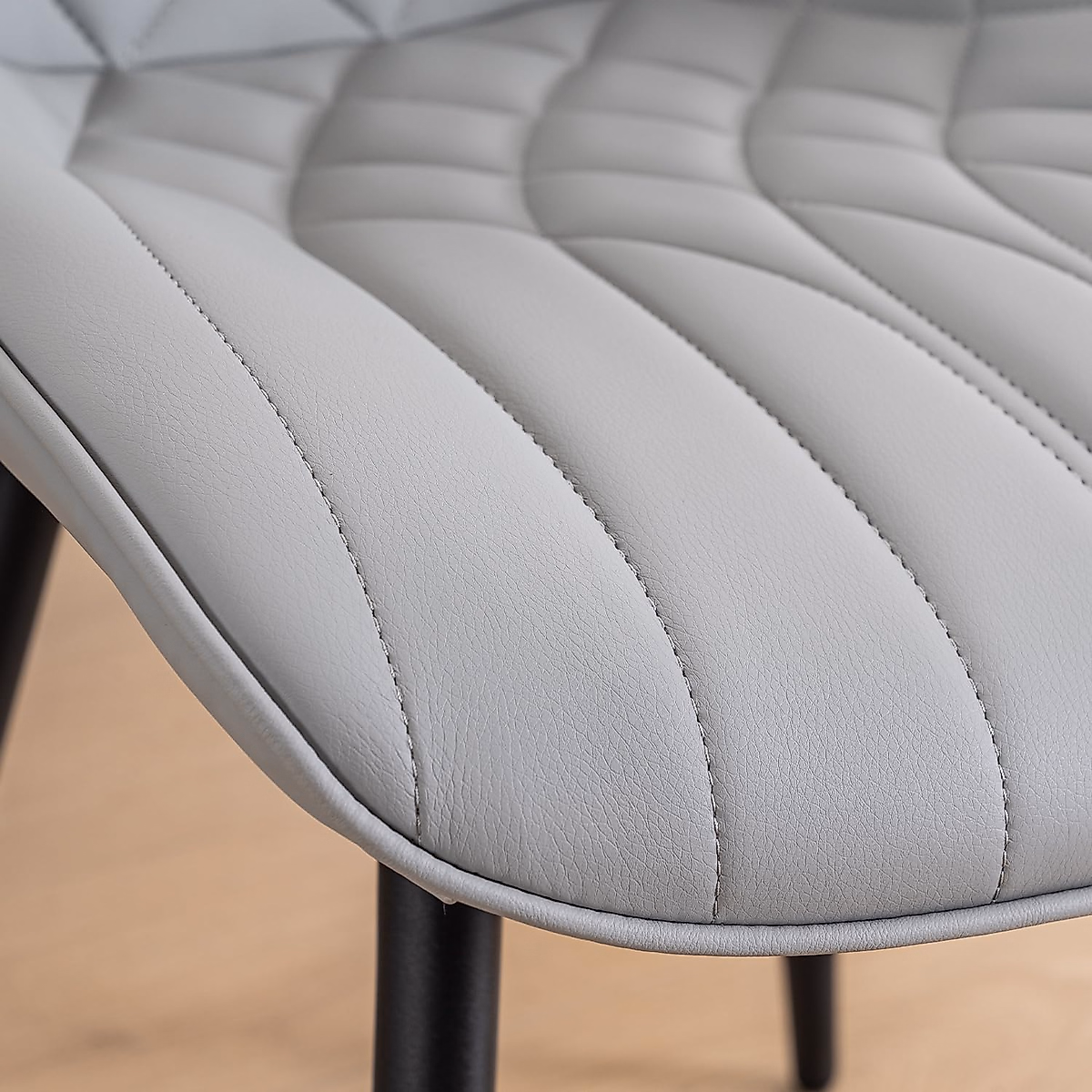 YOUNUOKE Dining Chairs Set of 2 Mid Century Modern Kitchen Chair Comfortable Upholstered Faux Leather Dinner Chairs for Kitchen Dining Room, Grey