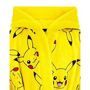 Pokemon Dressing Gown Kids Boys Girls Pikachu 3D Ears Pjs Bathrobe 7-8 Years