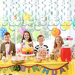 PIGETALE 30 Pieces Iridescent Light Blue Hanging Swirl Decorations Plastic Streamers Foil Swirls Ceiling Decorations Birthday Bachelorette Party Engagement Bridal Shower Baby Shower Graduation Decor