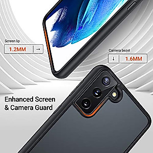 TORRAS Shockproof Galaxy S21 Case (Only), [Military Grade Drop Tested] Translucent Matte Hard Back with Soft Edge Slim Protective Compatible for Samsung Galaxy S21 Case, Black
