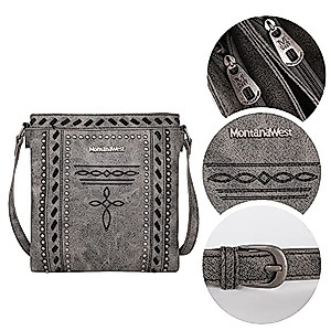 Montana West Whipstitch Collection Western Purses for Women Crossbody Bags Over Shoulder Purse MW1124G-9360GY+W