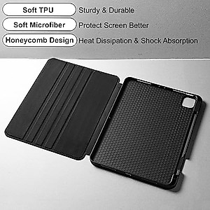 Zinibri iPad Pro 11 Inch Case, iPad Pro 11 Inch Cover, iPad Pro 11 Case 2022 2021 4th 3rd Generation with Pencil Holder, PU Leather,Multi-Angles,Auto Sleep/Wake Cover Case for iPad Pro 11", Black