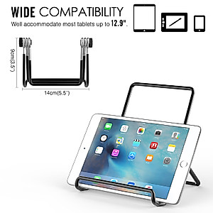 MoKo Foldable Tablet Stand, Adjustable Portable Metal Holder Cradle for 9-12.9" Tablets, Compatible with iPad Pro 11/12.9 2022, iPhone 14/14 Plus/14 Pro Max,Fit with Steam Deck, Black