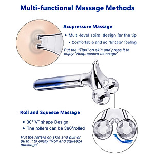 Microcurrent Face Massager Roller, 5D Microcurrent Facial Device Facial Massager Beauty Skin Care Tool for Face Eye Neck, Gift for Women