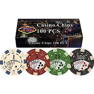 DA VINCI 100 11.5 Gram Poker Chips in Las Vegas Gift Box (Straight Flush)
