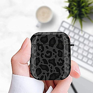 Leopard Airpods Case for Women, Olytop Cute Cheetah Print Airpod Case Cover for Apple AirPods 2&1 Charging Case, Shockproof Protective Cover Skin Shell Girls with Keychain- Black/Grey Leopard