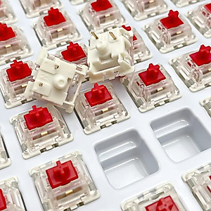 kutethy Gateron G Red Pro Switches Pre-lubed 3pin RGB SMD Linear for Gaming Mechanical Keyboard (72 Pcs, Red)