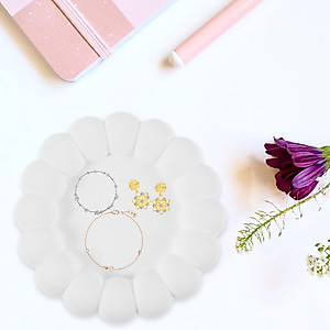 Round Tray Nail Decorations for Nail Art Dining Table Decor Jewelry Tray Home Decor Desk Tray Round Serving Tray Trinket Dish Earrings Holder Wedding White Earring Holder Plaster