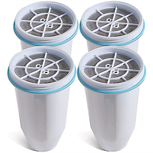 Zeroliquid ZR-001, ZR-017, ZR-004 Replacement Water Filters for Pitchers and Dispensers, Advanced 6 Stage Filtration System for 0 TDS, Remove Lead, Chlorine, Fluoride, PFOA/PFOS (4 Pack)