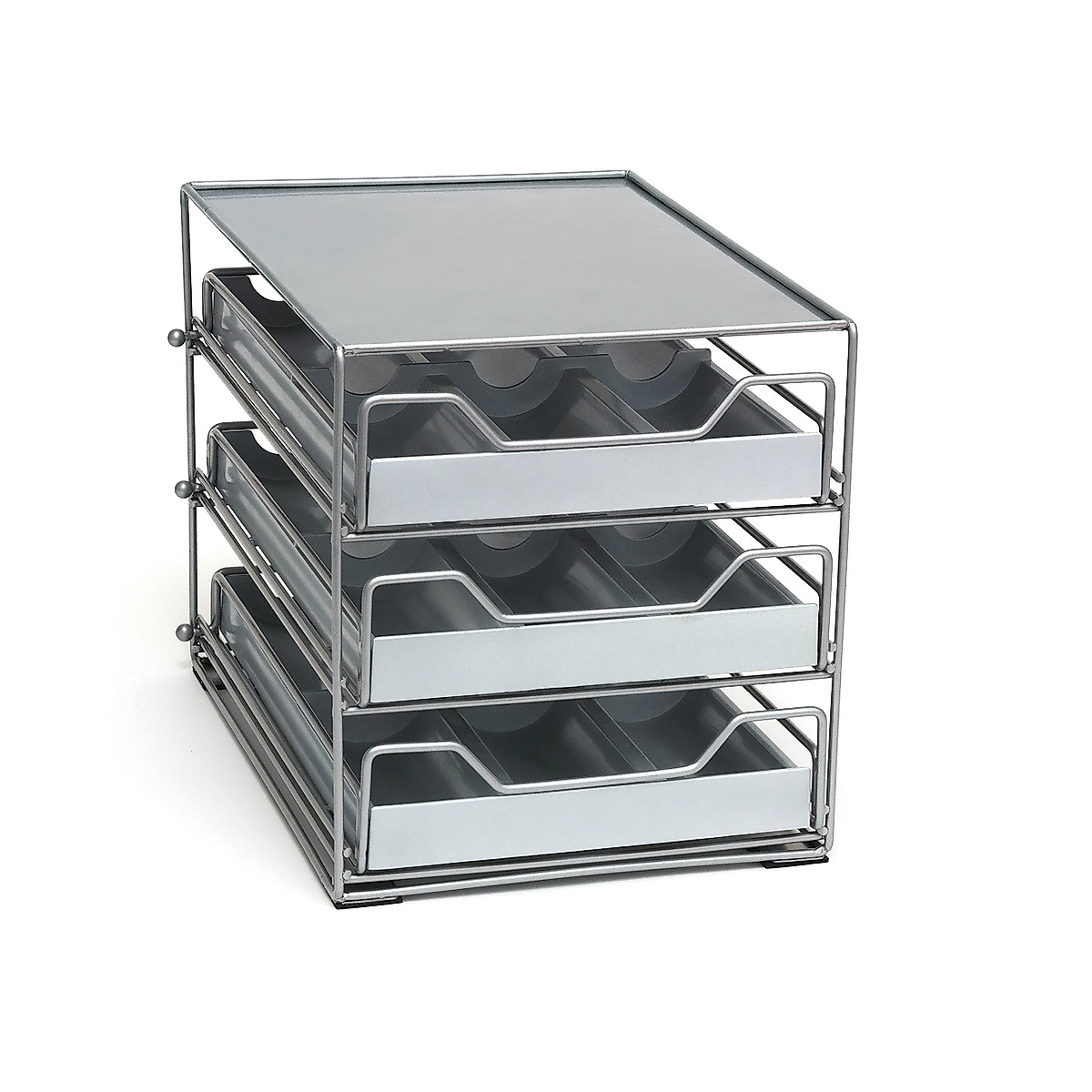 Lipper International Three-Tier Tilt Down Kitchen and Cooking Spice Drawer, Silver/Gray