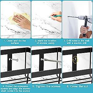 welltop Shower Caddy, 5-Pack Adhesive Shower Organizer, No Drilling Wall Mounted Bathroom Shelves Basket for Bathroom Organization and Storage, Rustproof Stainless Steel Shower Shelf for Inside Shower