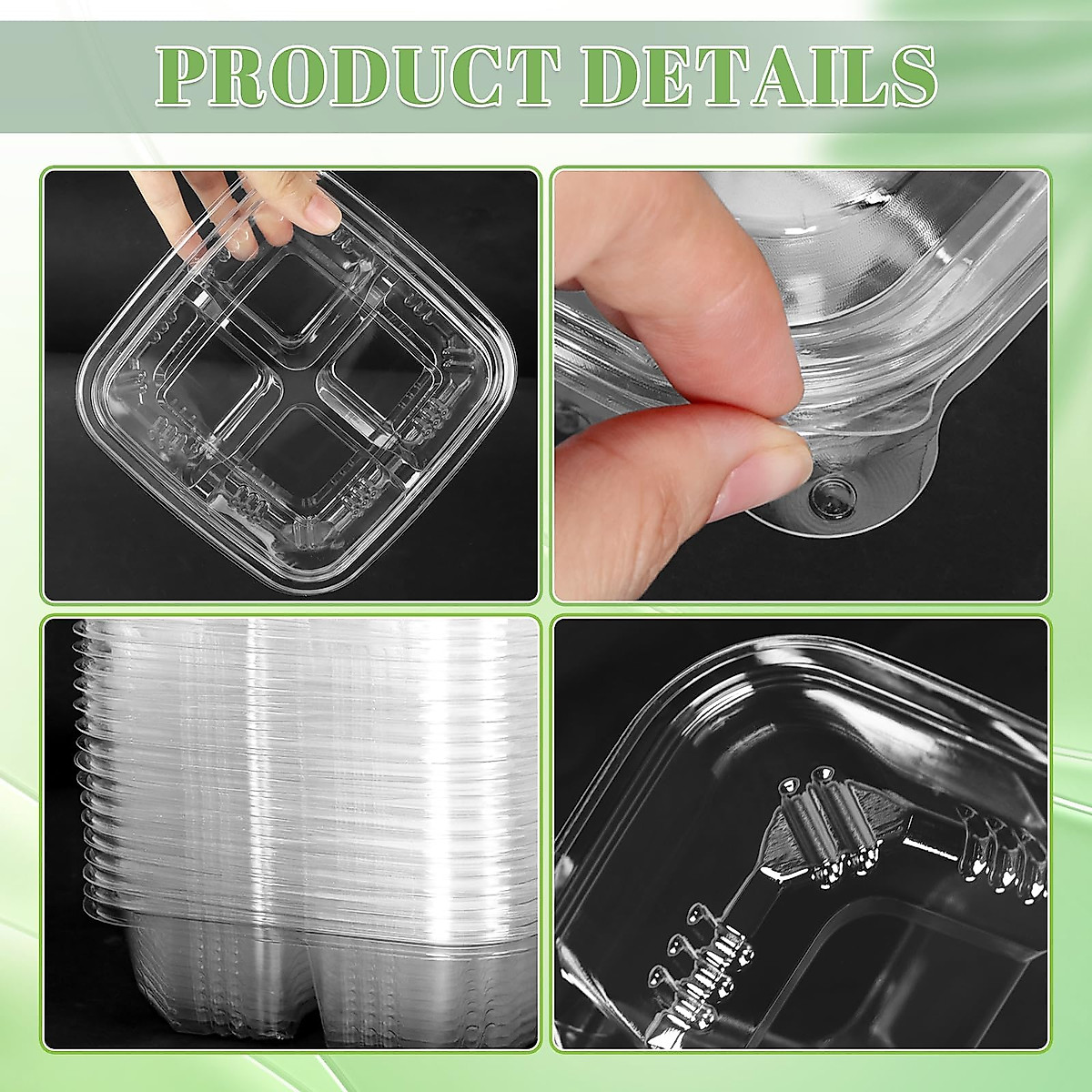 ISUSSER 40 Pack Clear Bento Snack Food Containers, 4 Compartment Meal Prep Containers with Lids for School and Work