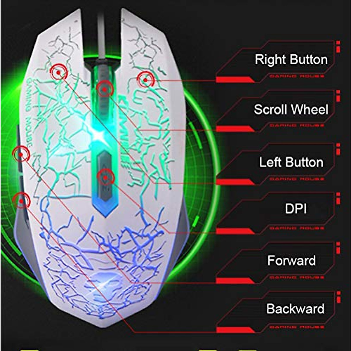 LexonElec T8 UK Layout Gaming Keyboard and Mouse Sets Rainbow Backlit Ergonomic Usb Gaming Keyboard