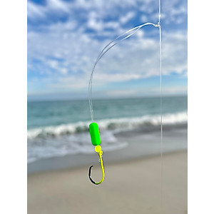 6 Pack 'Coquina Shells' Pompano Surf Fishing Rigs (25# Mono Pro-Tec Coated)