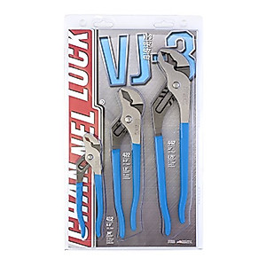 Channellock VJ-3 Tongue and Groove Plier Set,Dipped,3Pcs. Blue, 6.5", 9.5", 12"