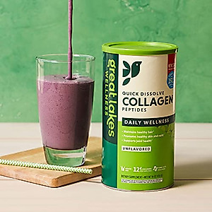 Great Lakes Collagen Peptides Powder Supplement for Skin Hair Nail Joints - Unflavored - Quick Dissolve Hydrolyzed, Non-GMO, Keto, Paleo, Gluten-Free, No Preservatives - 16 oz Canister